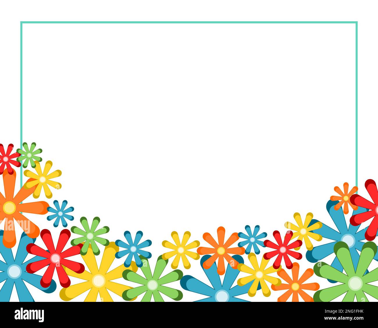 Colourful spring flowers on white. Floral frame and copy area Stock ...