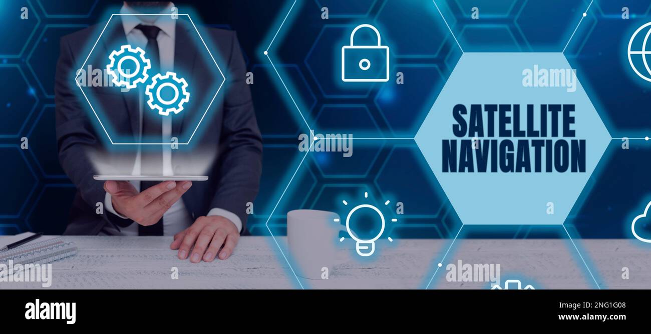 Text Sign Showing Satellite Navigation Conceptual Photo System