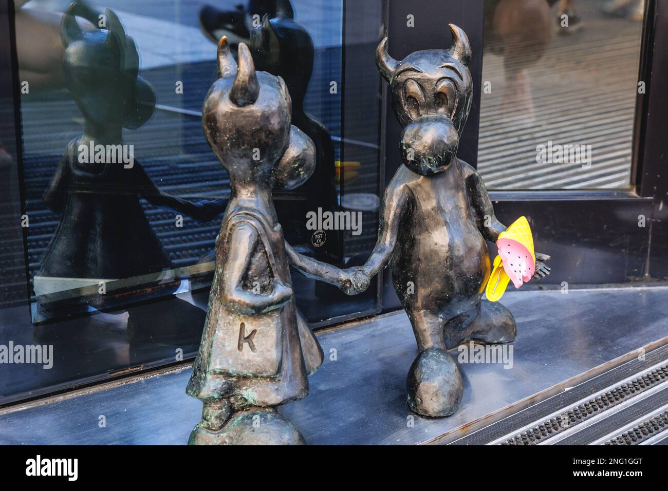 Statues of Bebok bogeyman from Silesian legends in Katowice city ...