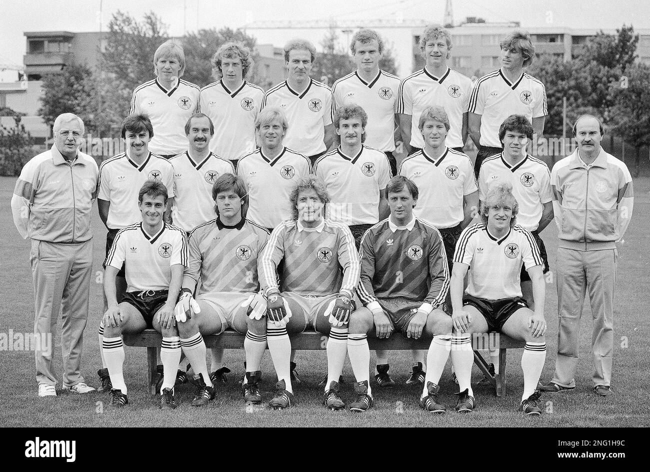The West German soccer team, seen May 21, 1984 in Zurich, first row ...