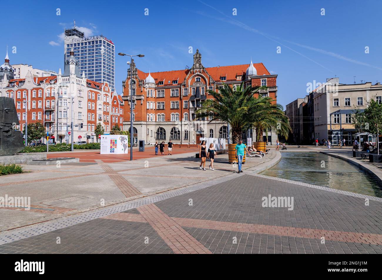 Defenders Square in Katowice city, Silesia region of Poland, view with ...