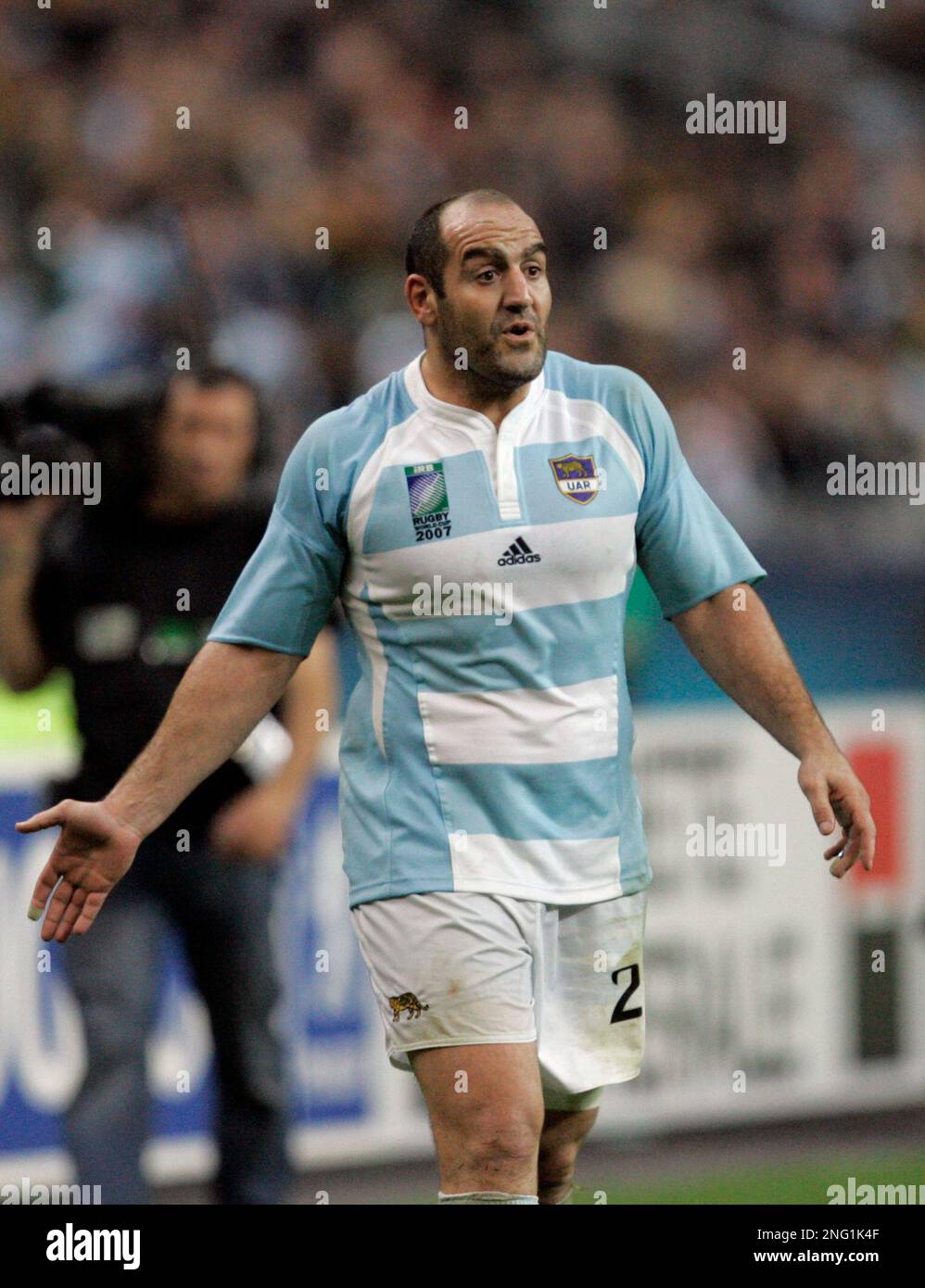 Argentina's Mario Ledesma Arocena reacts during the Rugby World Cup ...