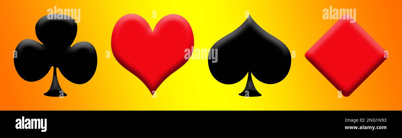 Playing card symbols isolated against orange background Stock Photo - Alamy