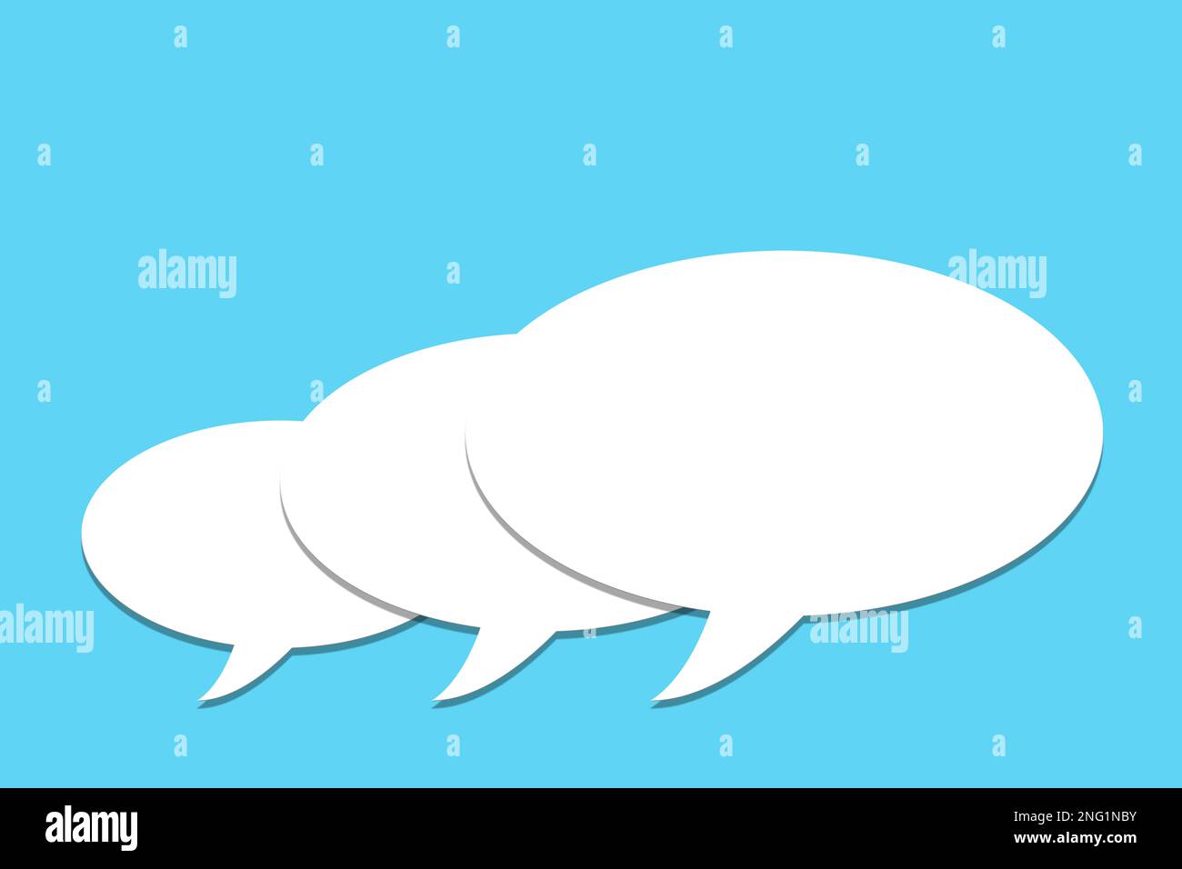 White speech bubbles against blue background, 2D illustration Stock ...