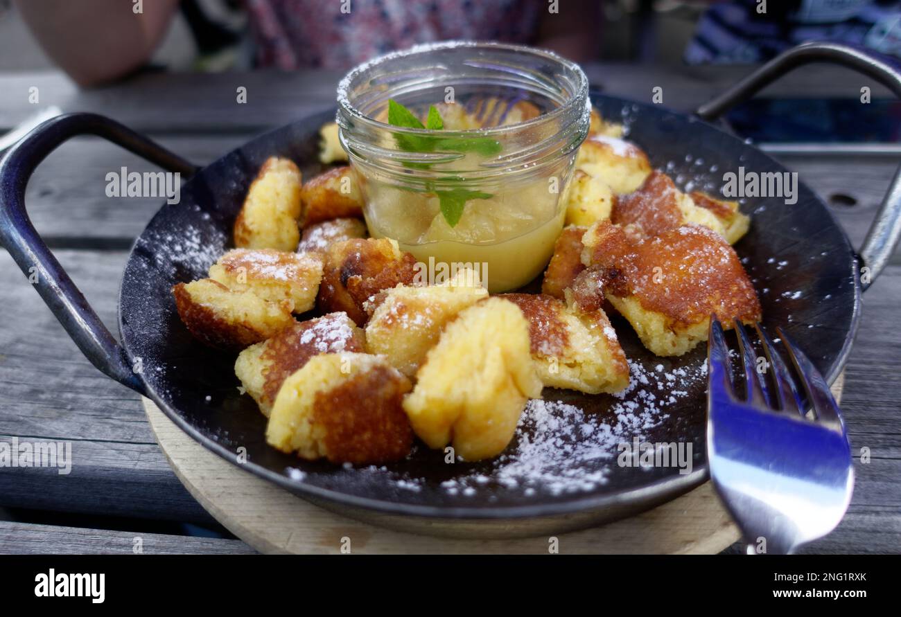 Traditional Viennese Kaiserschmarrn, shredded sweet pancakes Stock ...