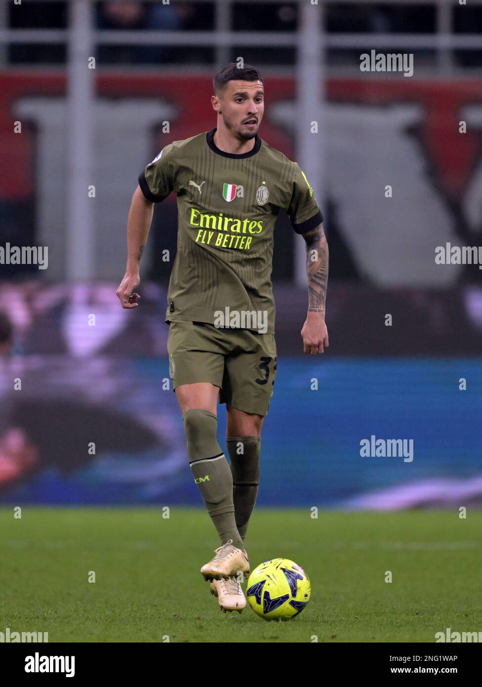 Waalwijk, Netherlands. 17th Feb, 2023. MILAN - Rade Krunic of AC Milan ...