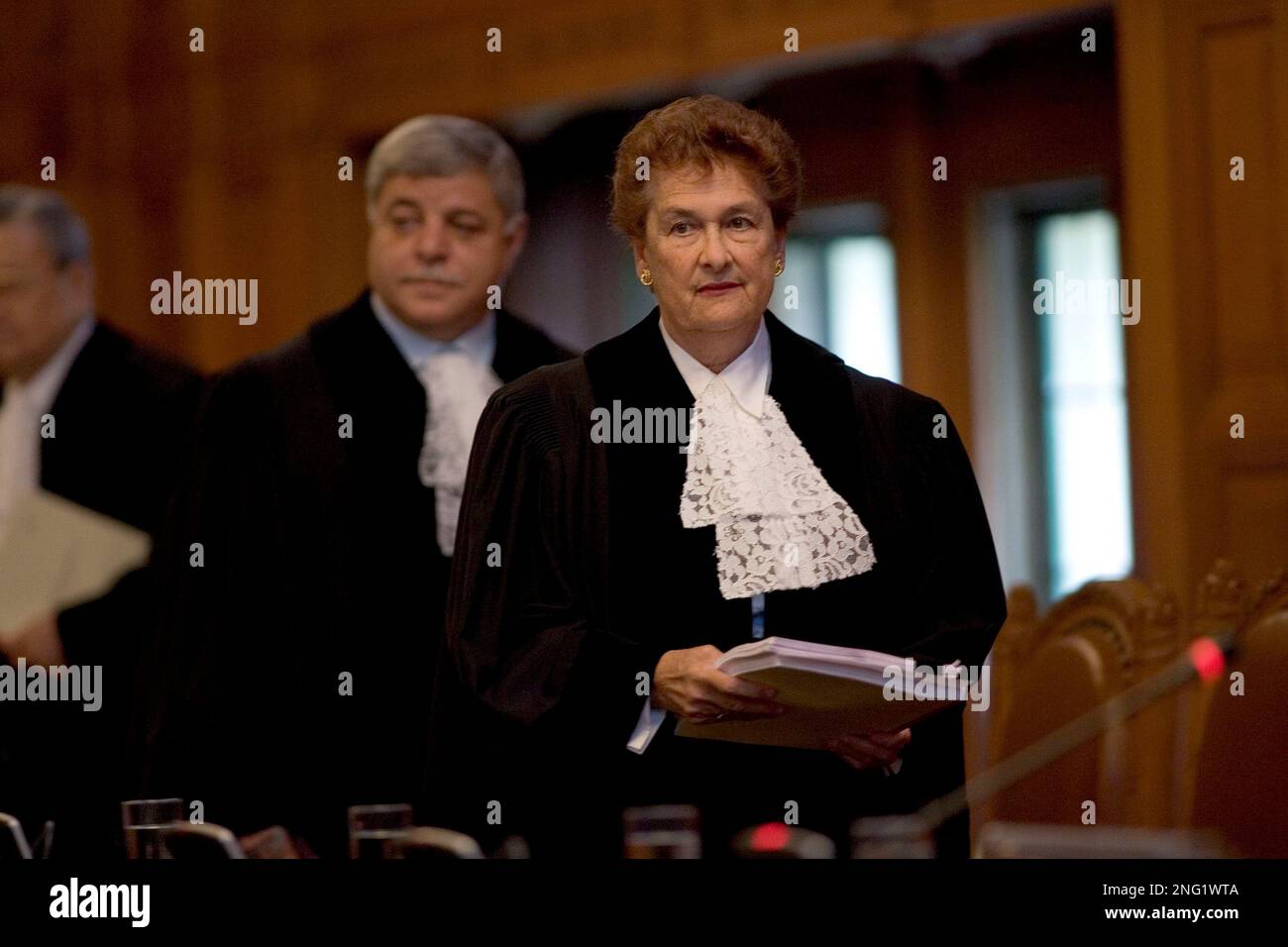 British President of the Court, Judge Rosalyn Higgins, second right ...