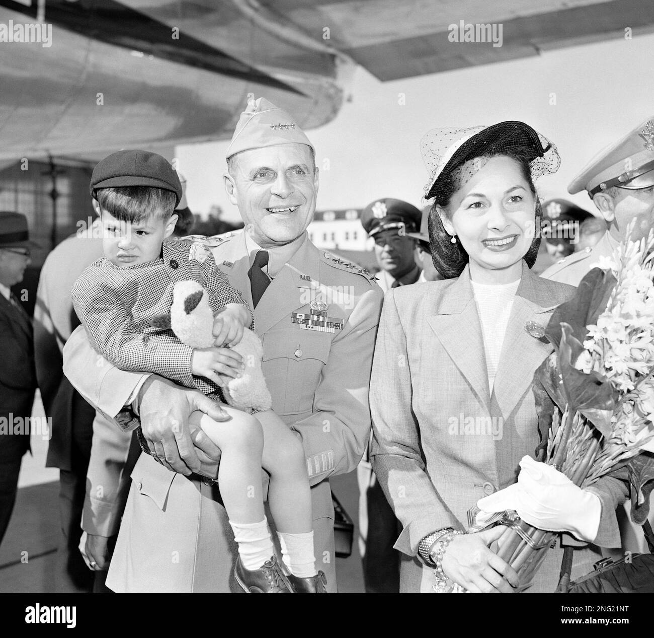 Gen. Matthew B Ridgway, holding his son, Matt , Jr. and Mrs. Ridgway ...
