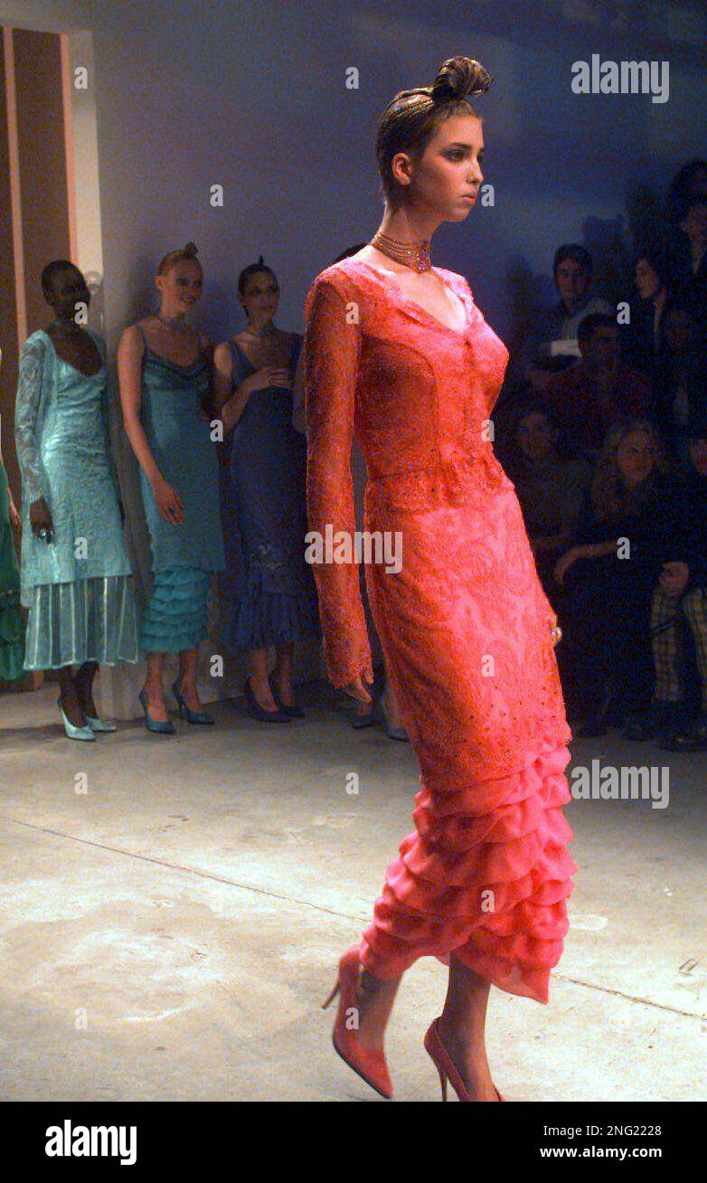 Ivanka Trump models an apricot chantilly lace suit over a "tube" slip ...