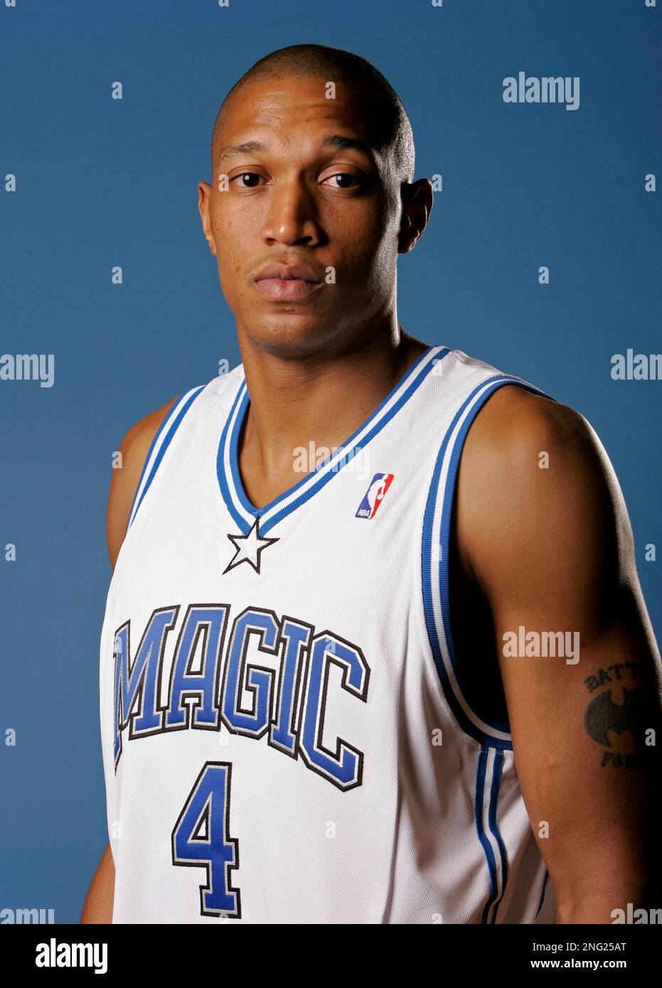 Orlando Magic's Tony Battie poses for a photo during the basketball ...