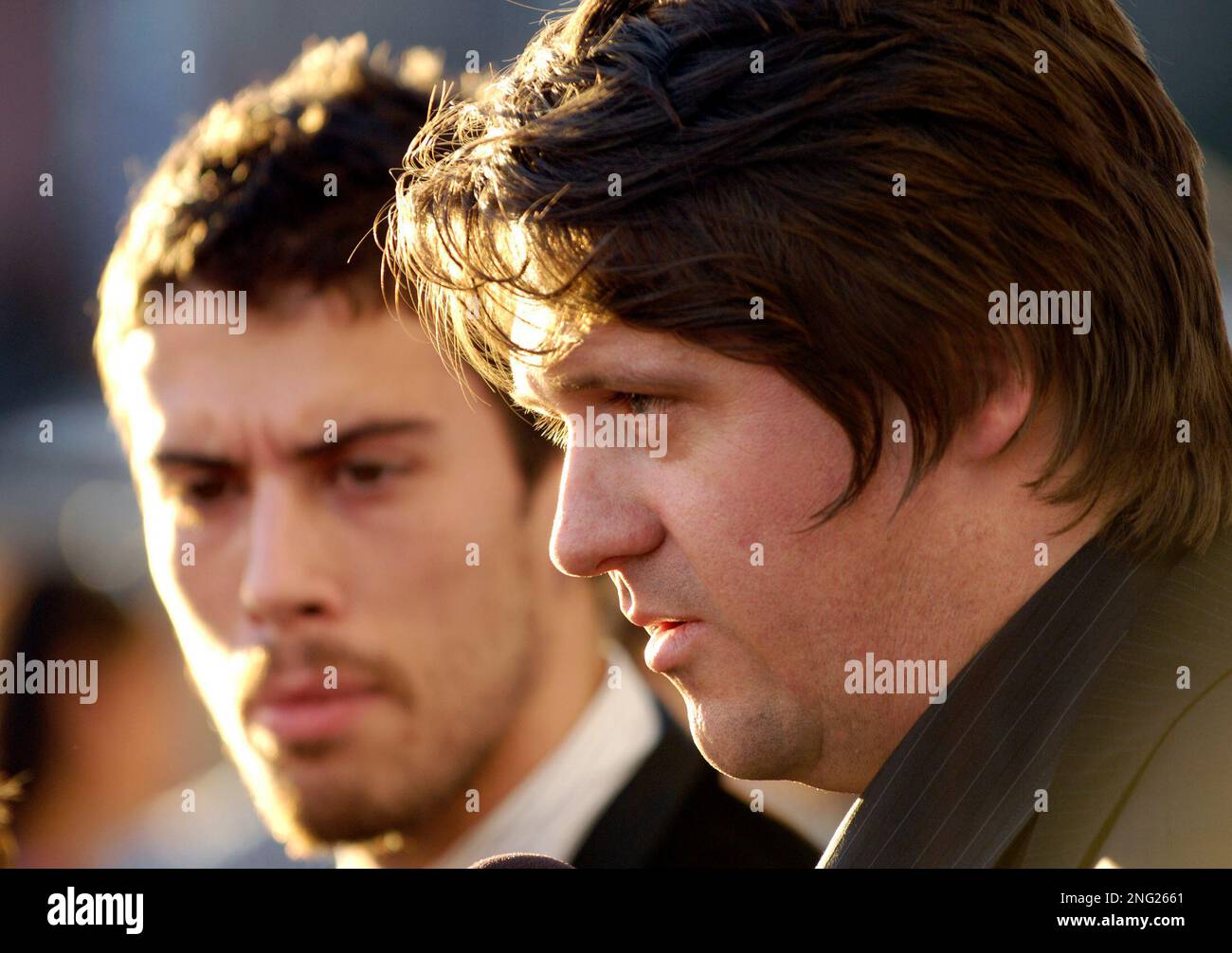 "Control" producer Orian Williams, right, and cast member Toby Kebbell ...