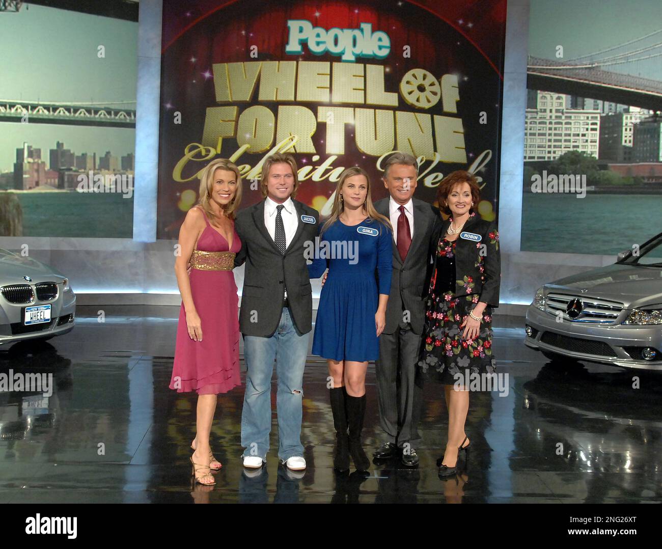 Co-host Vanna White (L), actor Jacob Young, actress Gina Tognoni (C ...