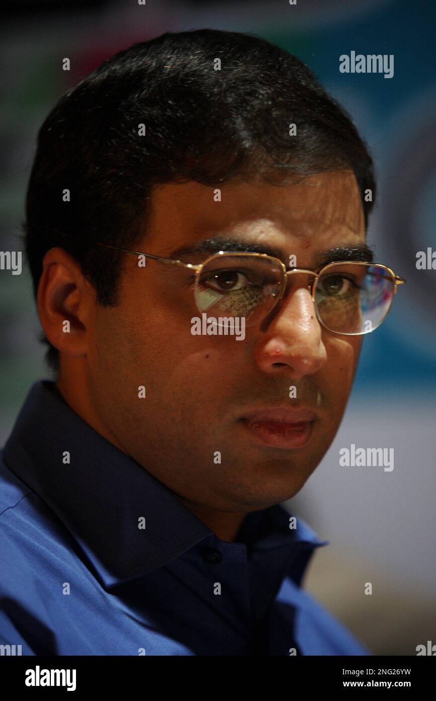 India's grand master Viswanathan Anand plays a chess match at the World ...