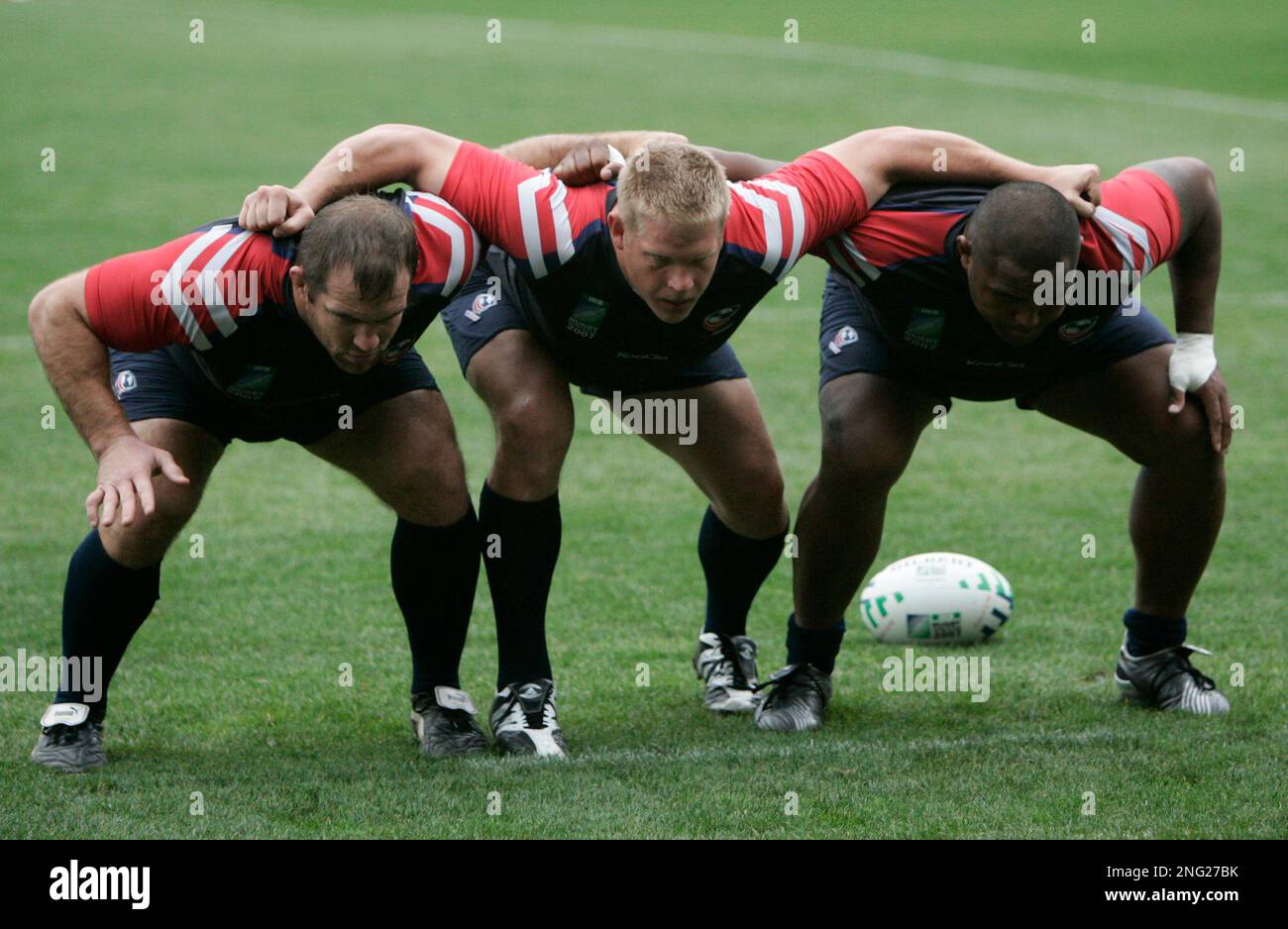 USA Rugby Union players, from left, Mike Macdonald, Blake Burdette, and ...