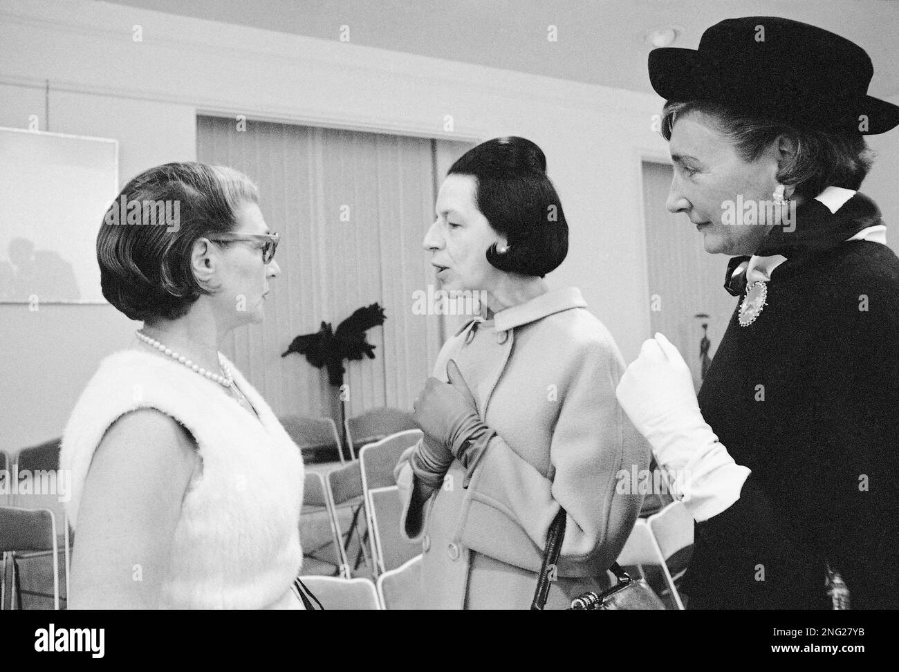 Three VIPs are shown after designer Pauline Trigere's spring collection ...