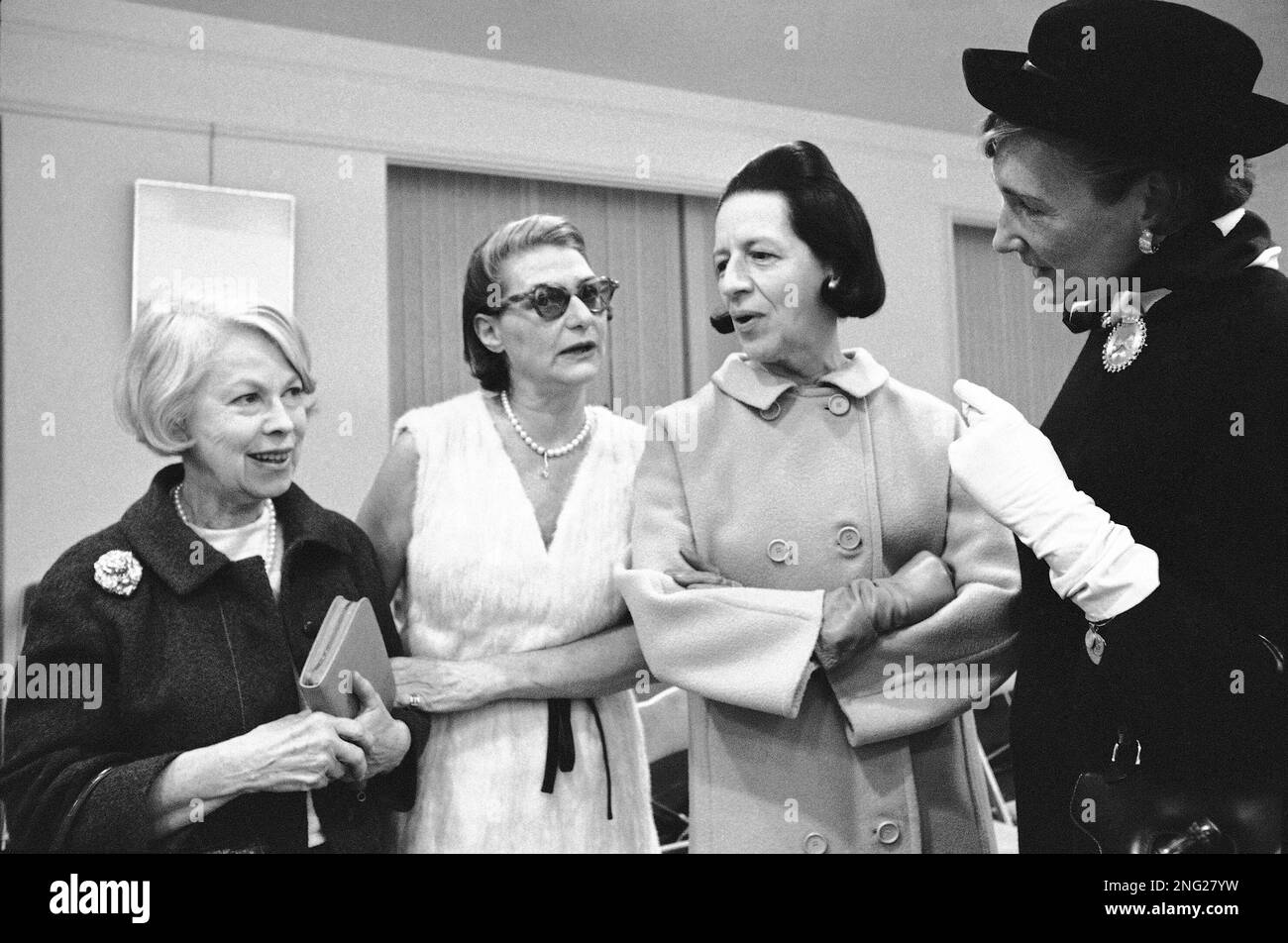 Three VIPs are shown after designer Pauline Trigere's spring collection ...