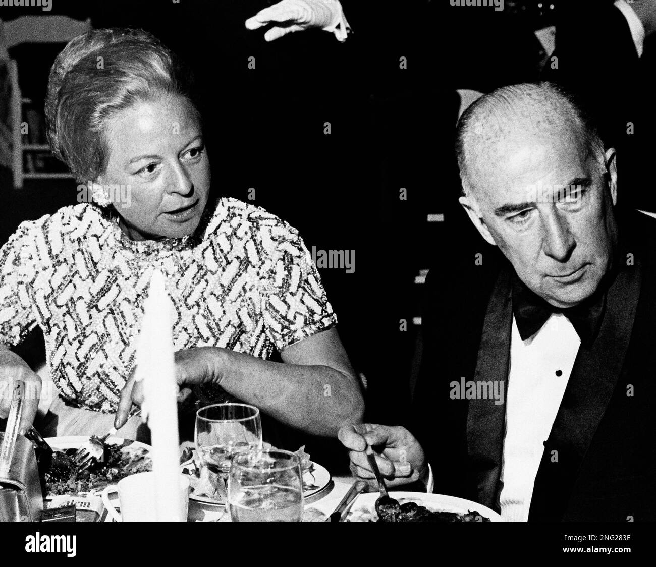 John Mitchell and his wife Martha Mitchell enjoy dinner at the John F ...