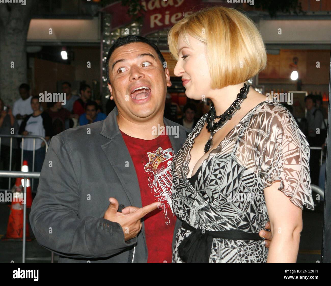 Carlos Mencia, left, and his wife, Amy, arrive at the premiere of "The ...
