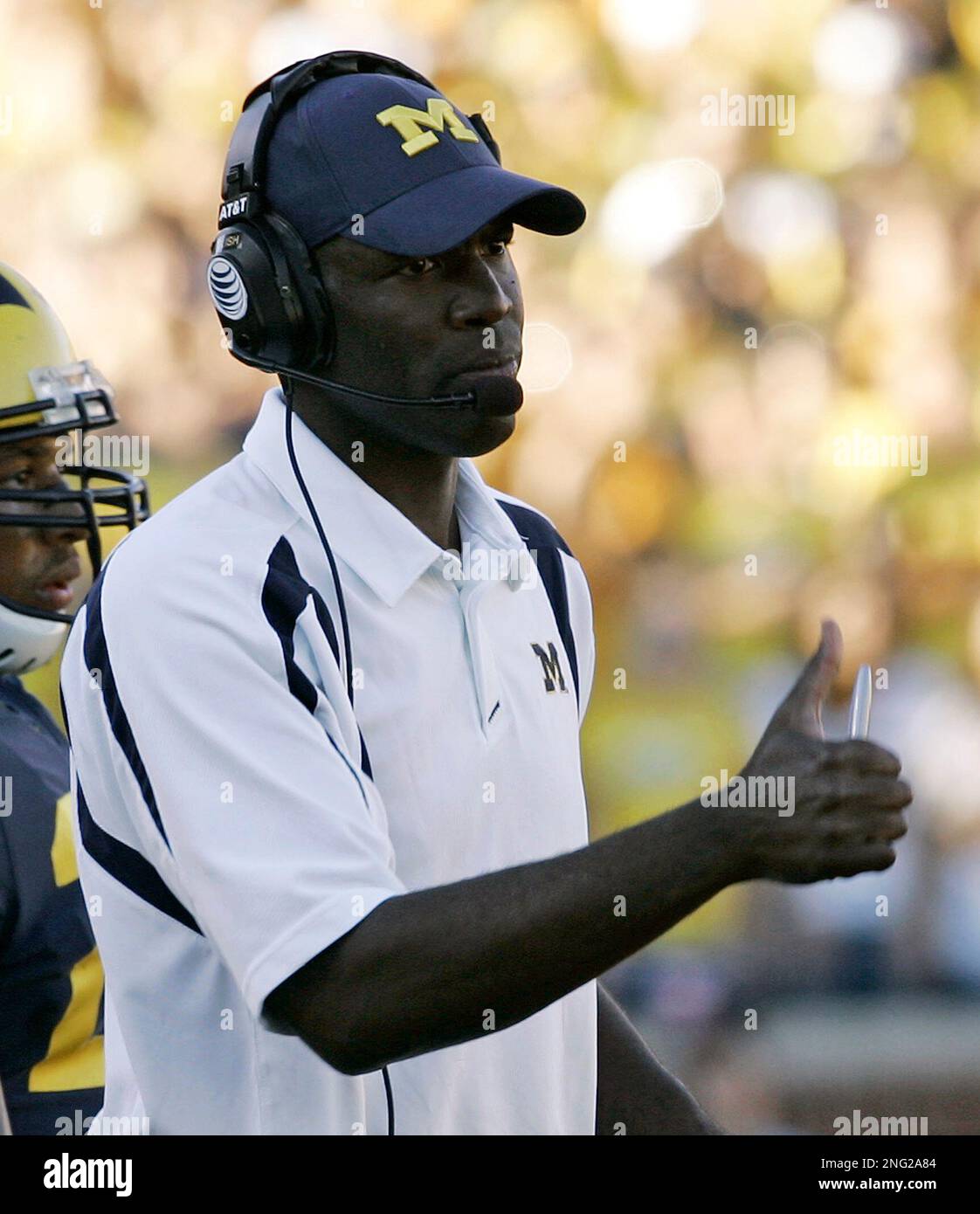 Michigan defensive coordinator Ron English gives a thumbs up against ...