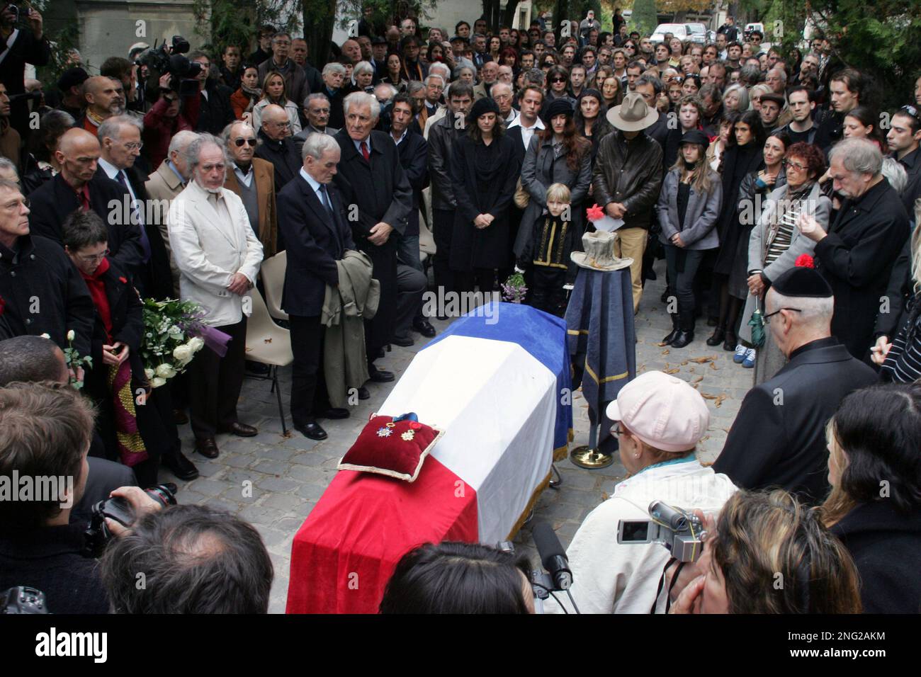 Medals are displayed on French mime Marcel Marceau's coffin during his ...
