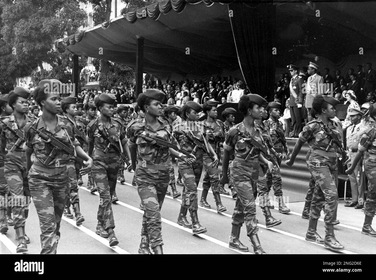 Congales women paratroopers parade in Kinshasa, Congo, June 30, 1970 ...