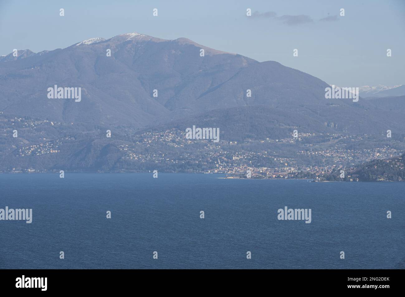 Aerial view of the Lake Maggiore and Luino from the Sacro Monte of ...