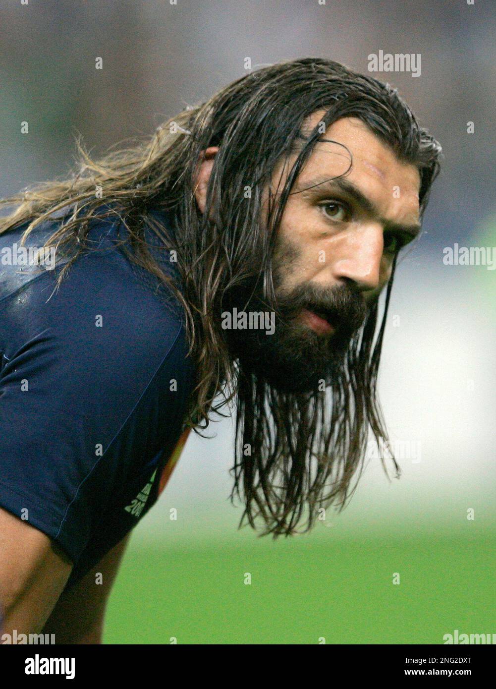 France's Sebastien Chabal looks on during his Rugby World Cup Group D ...