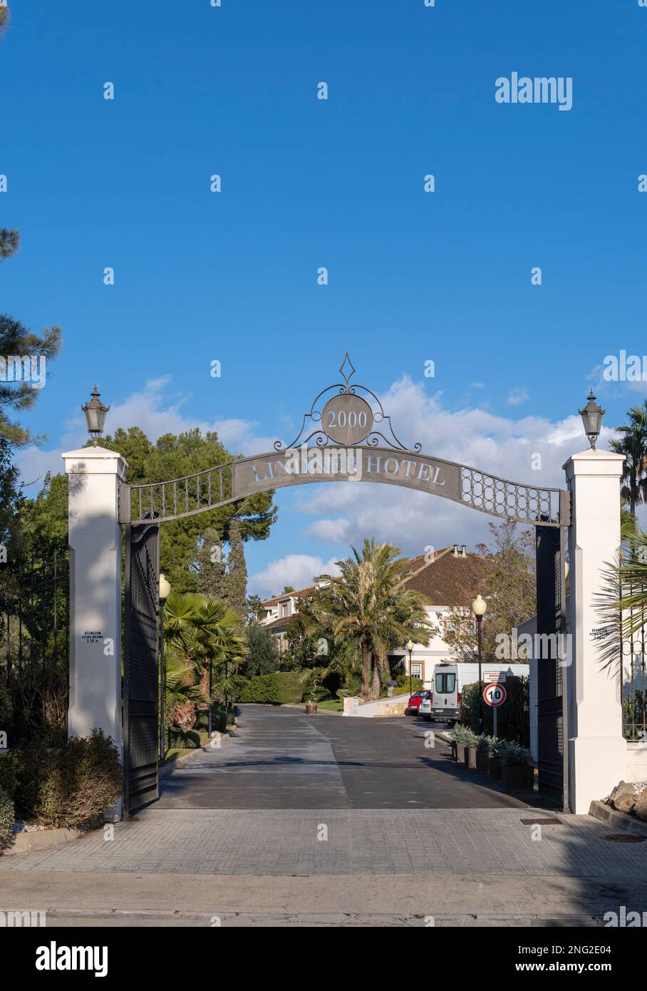Bendinat, Spain; february 17 2023: Main entrance of the luxurious ...