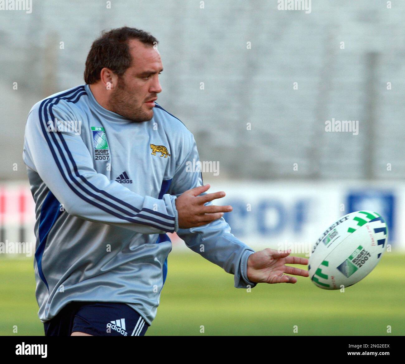 Argentina Rodrigo Roncero passes the ball during a team training ...