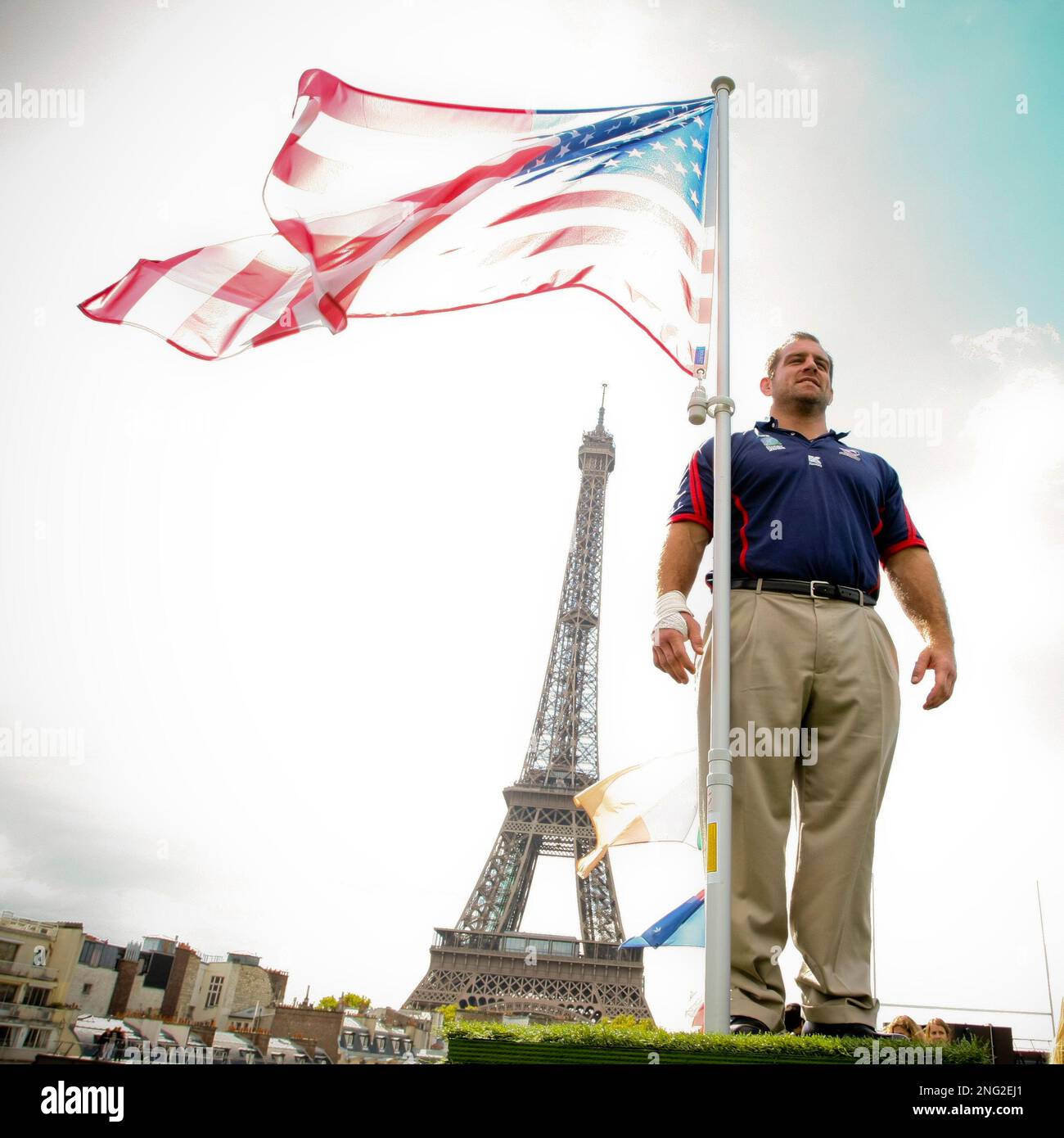 Chris Osentowski of the United States rugby team stands under the US ...