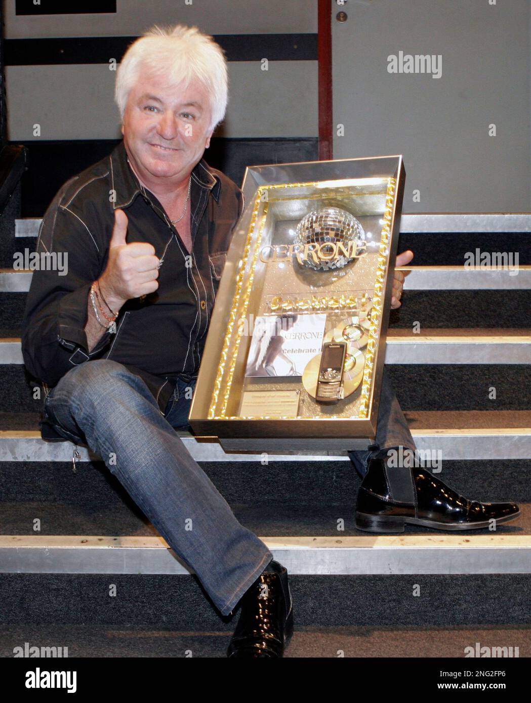 French musician Marc Cerrone receives a gift to mark his 75,000th ...