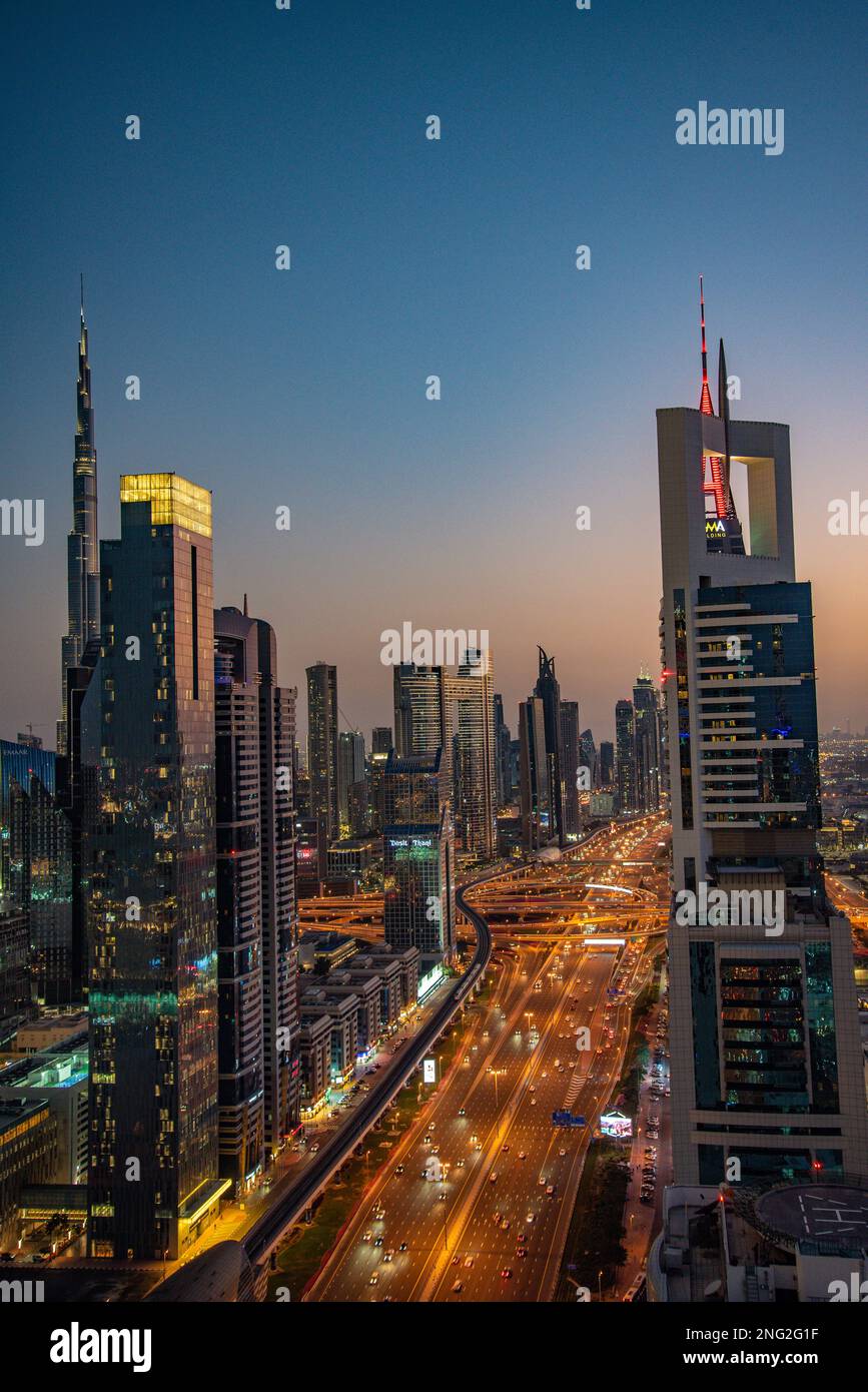 Amazing view of Dubai at sunset Stock Photo - Alamy