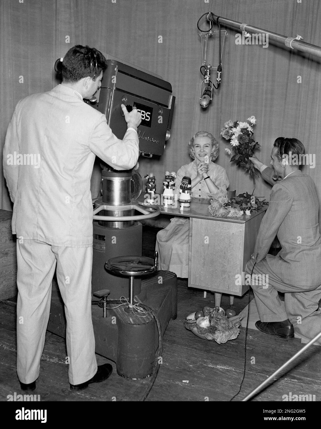 Patty Painter being photographed by CBS television camera in New York ...