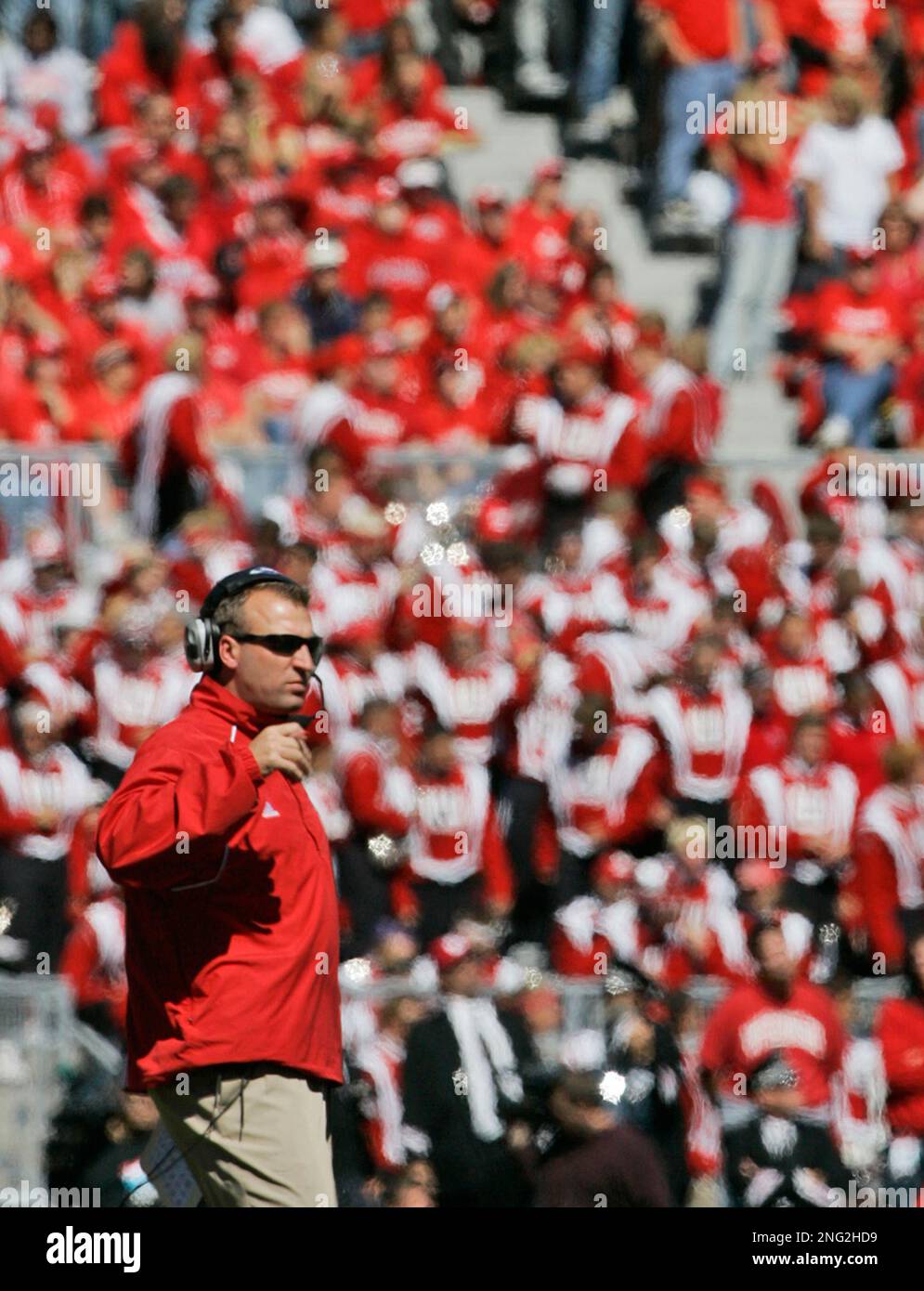 Wisconsin head coach Bret Bielema is seen during the first half of a ...