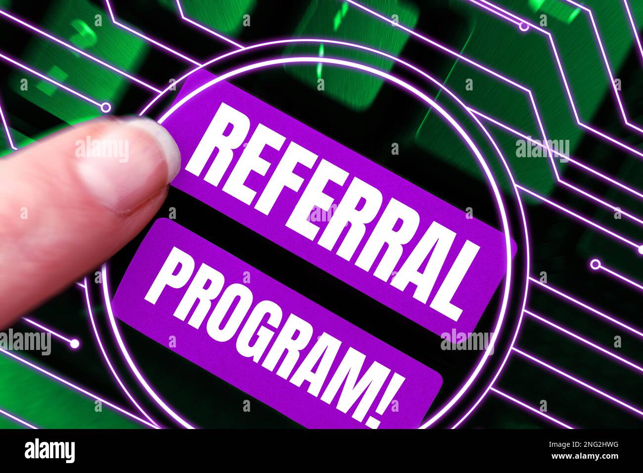 Hand writing sign Referral Program. Business concept sending own ...