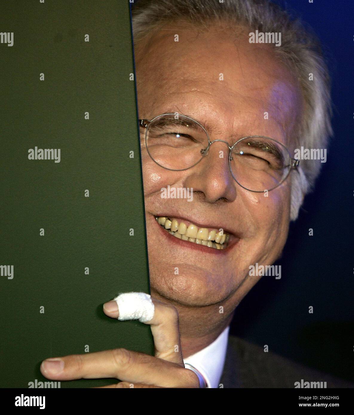 Late night talker Harald Schmidt poses for photographers during a ...