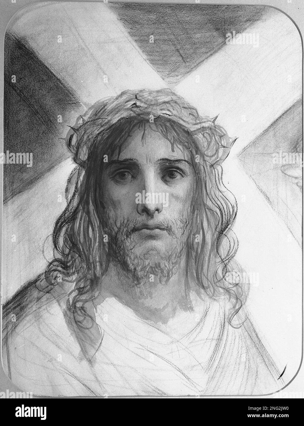 The face of Jesus Christ by French artist Gustave Dore is seen in an ...