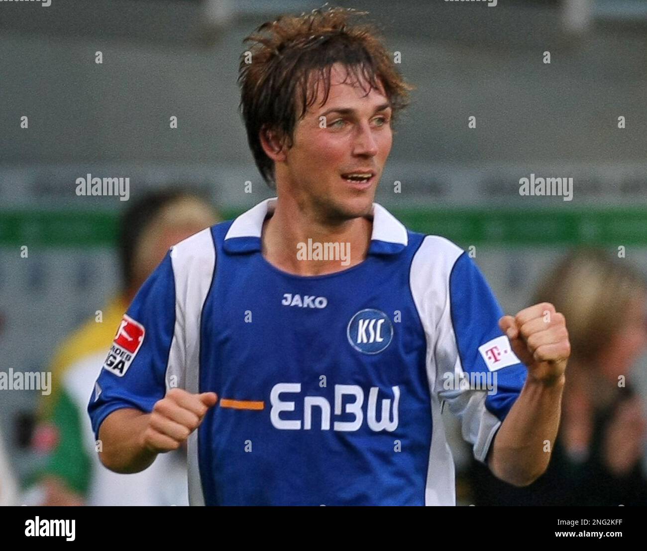 Christian Eichner from Karlsruhe reacts during the German first ...