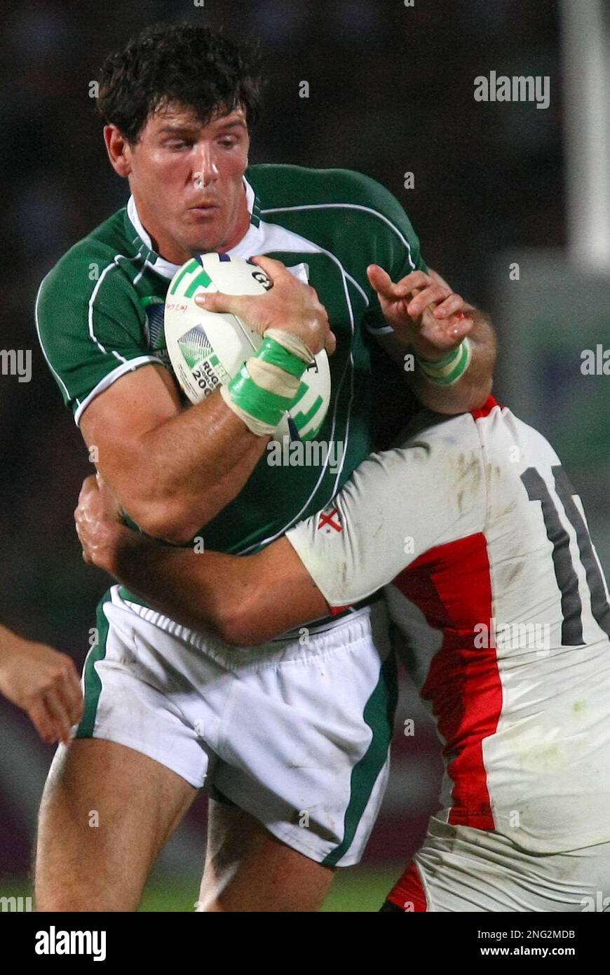 Shane Horgan of Ireland, left, and Merad Kvirikashvili of Georgia ...