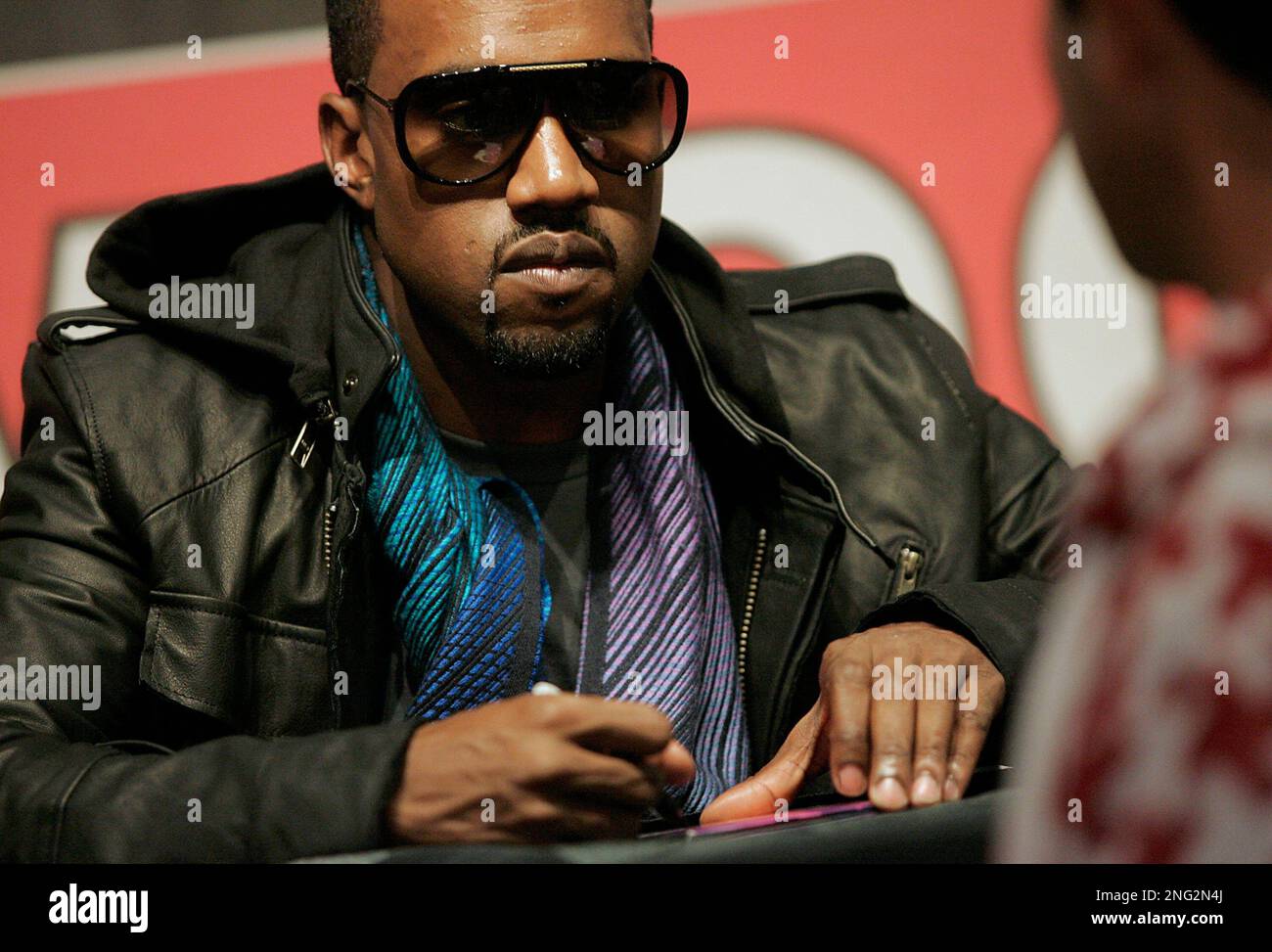 Singer Kanye West at an autograph signing appearance at a Virgin ...