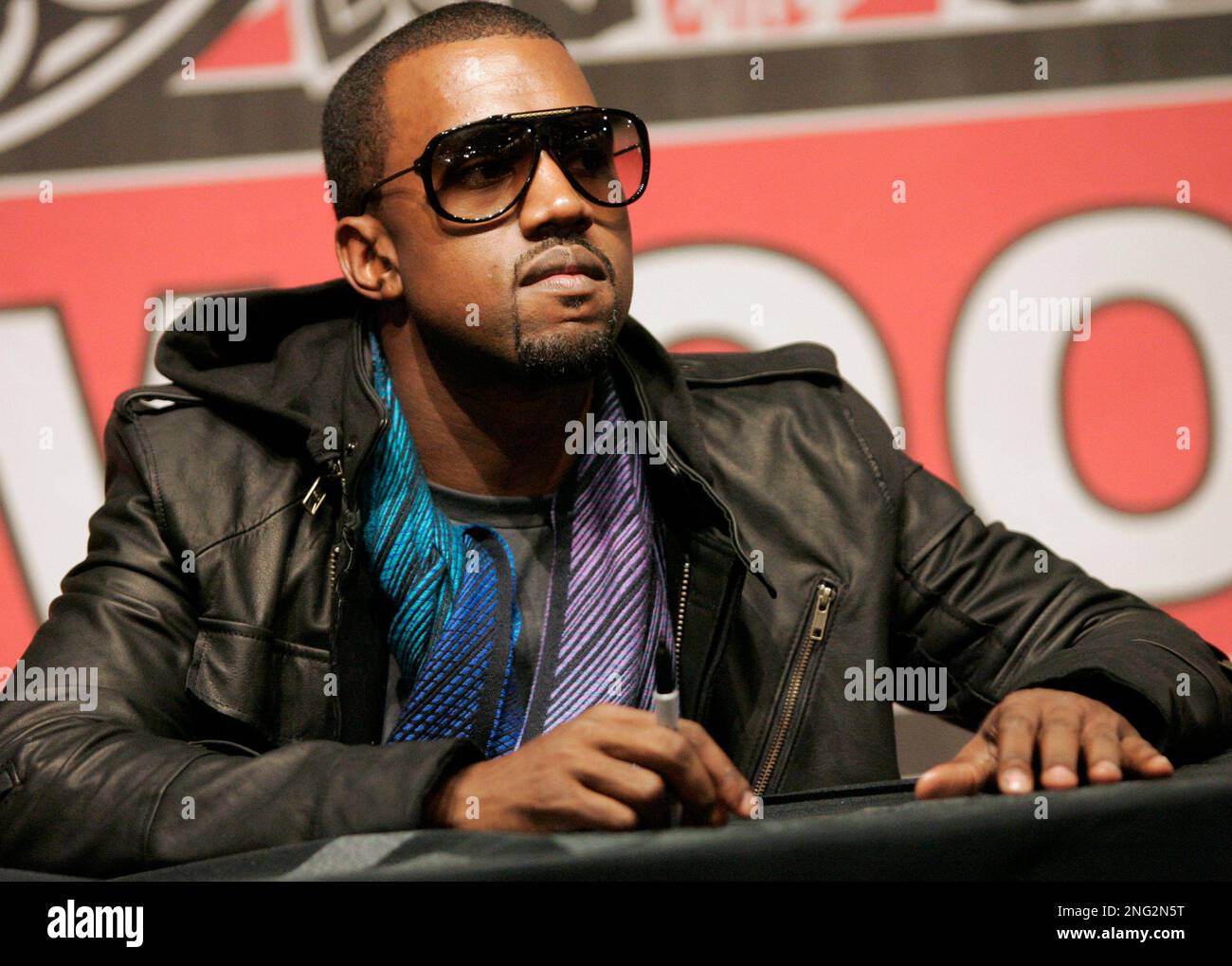 Singer Kanye West at an autograph signing appearance at a Virgin ...