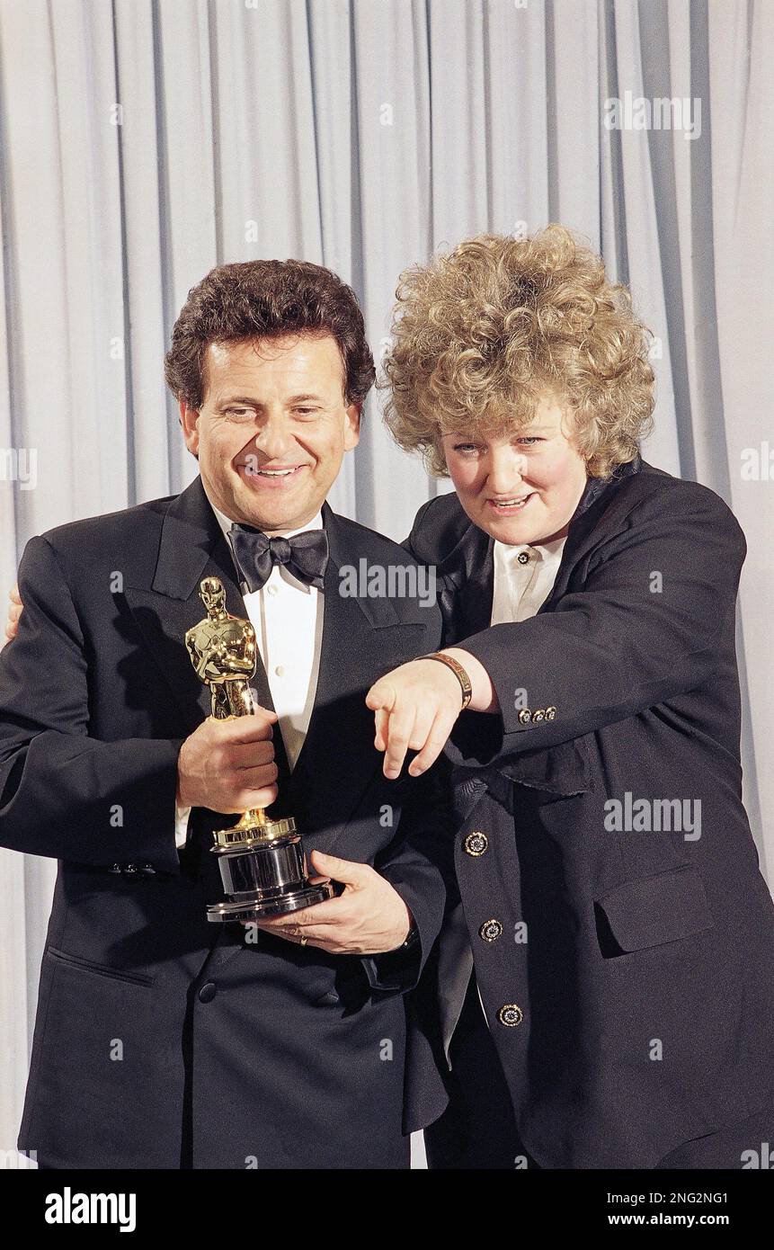 Actress Brenda Fricker points something out to Joe Peschi, left, after ...