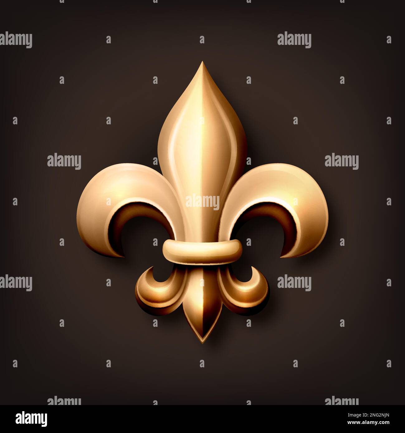Vector 3d Realistic Golden Fleur De Lis Closeup on Dark Background ...