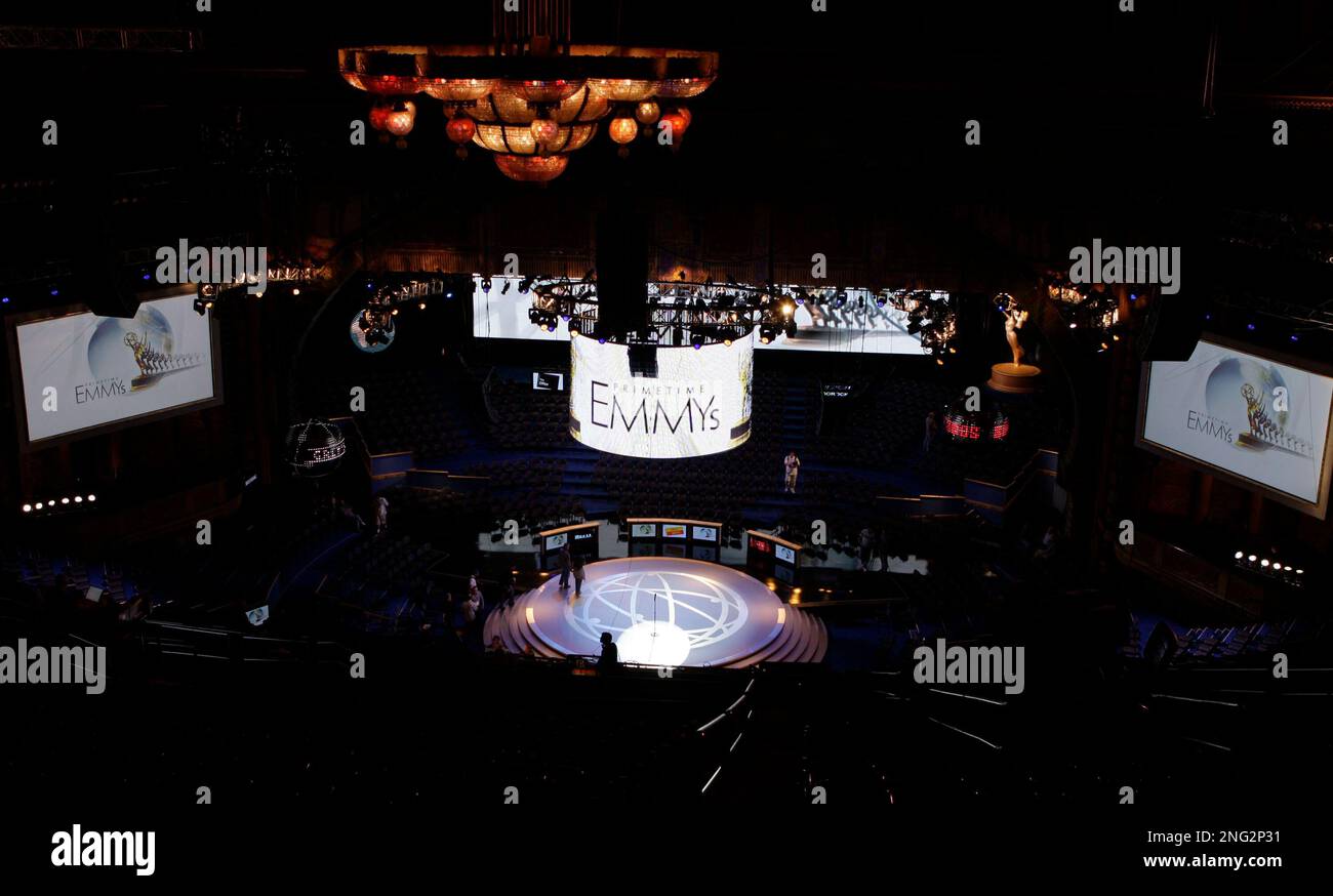 An overview of the stage for the 59th Primetime Emmy Awards is unveiled ...