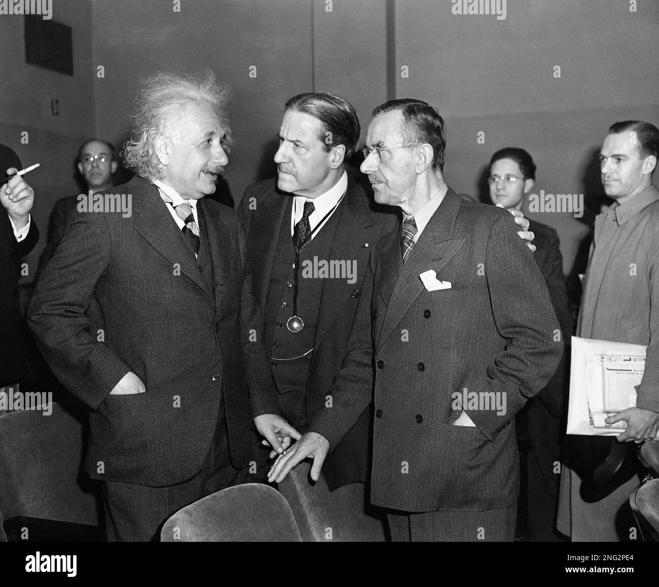 Albert Einstein, of Princeton University, Rabbi Stephen Wise and Thomas Mann, exiled German ...