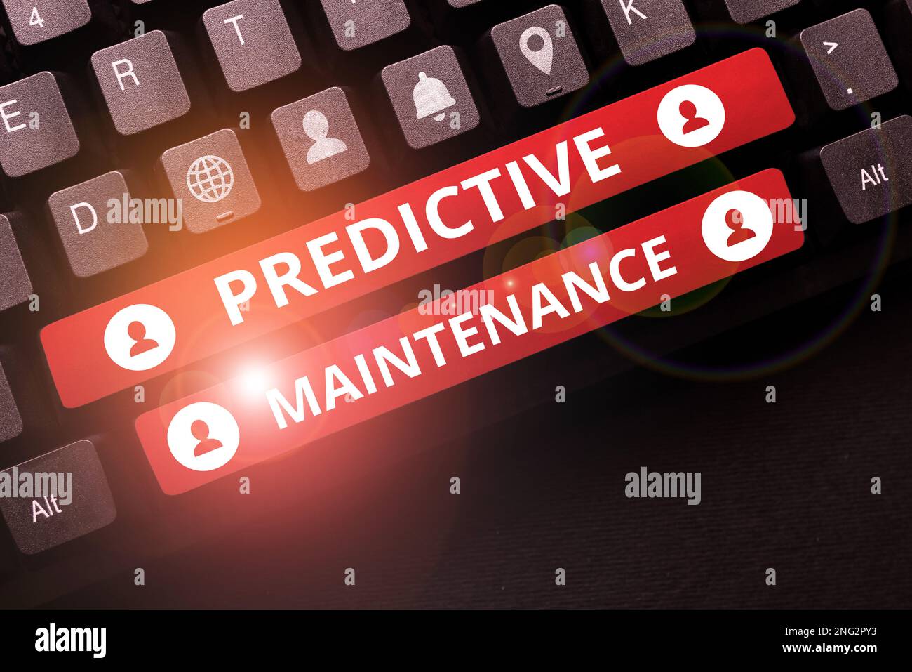 Hand writing sign Predictive Maintenance. Business concept Predict when ...