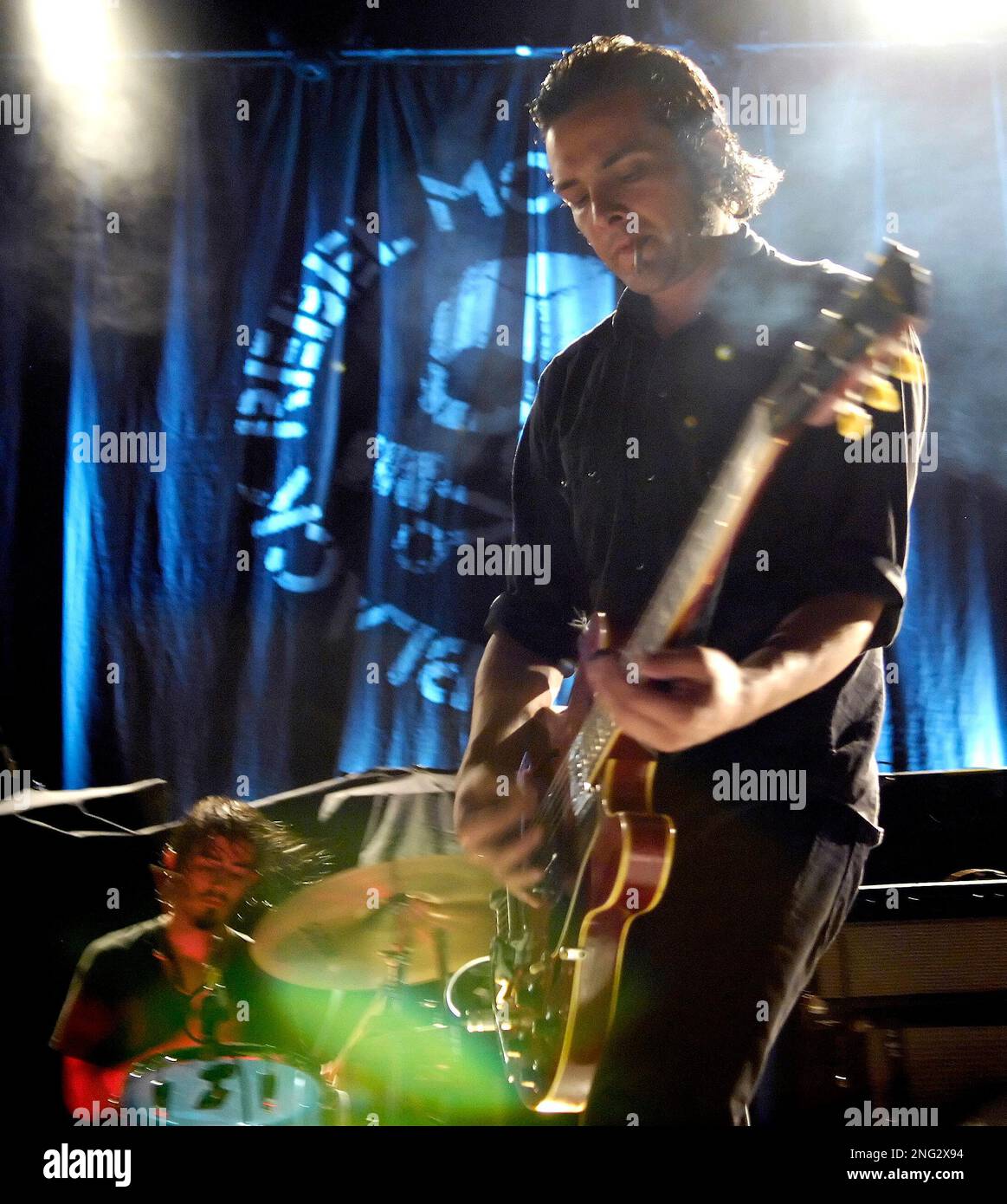 Nick Jago, left, and Peter Hayes of Black Rebel Motorcycle Club perform ...