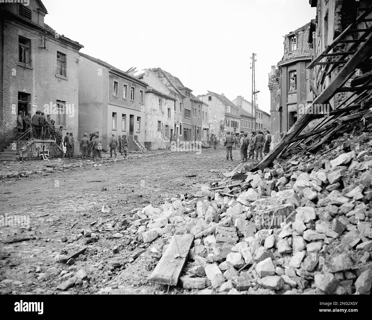 Soldiers of General Hodge's American first Army make a thorough search ...
