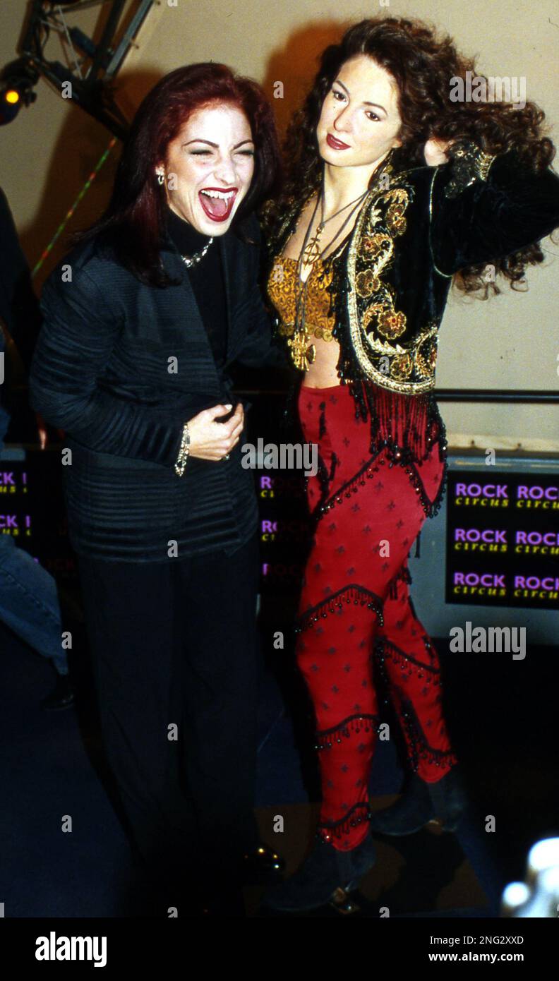 Cuban born U.S. American singer Gloria Estefan, left, reacts with a big ...