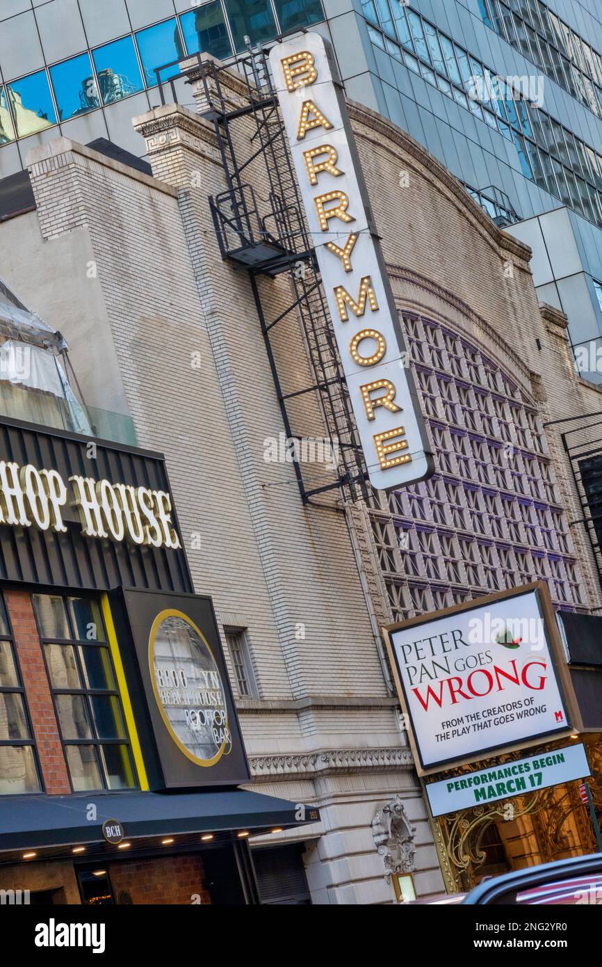 Ethel Barrymore Theatre Marquee in Times Square featuring "Peter Pan ...